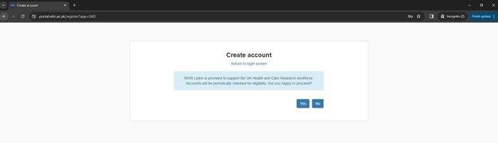 Accessing the NIHR Learn account - College of Optometrists