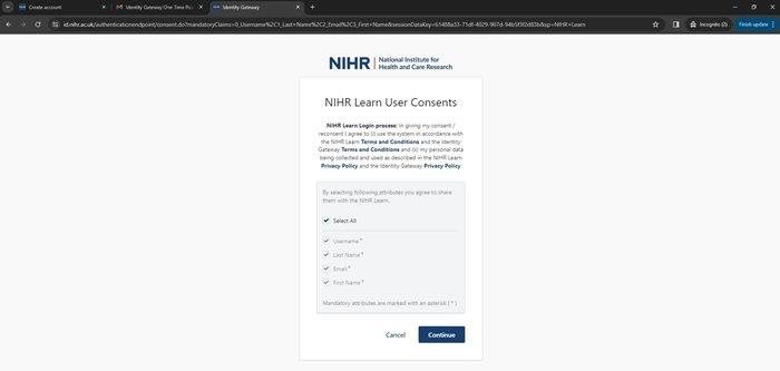Accessing the NIHR Learn account - College of Optometrists
