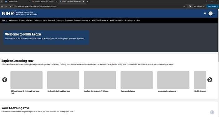 Accessing the NIHR Learn account - College of Optometrists